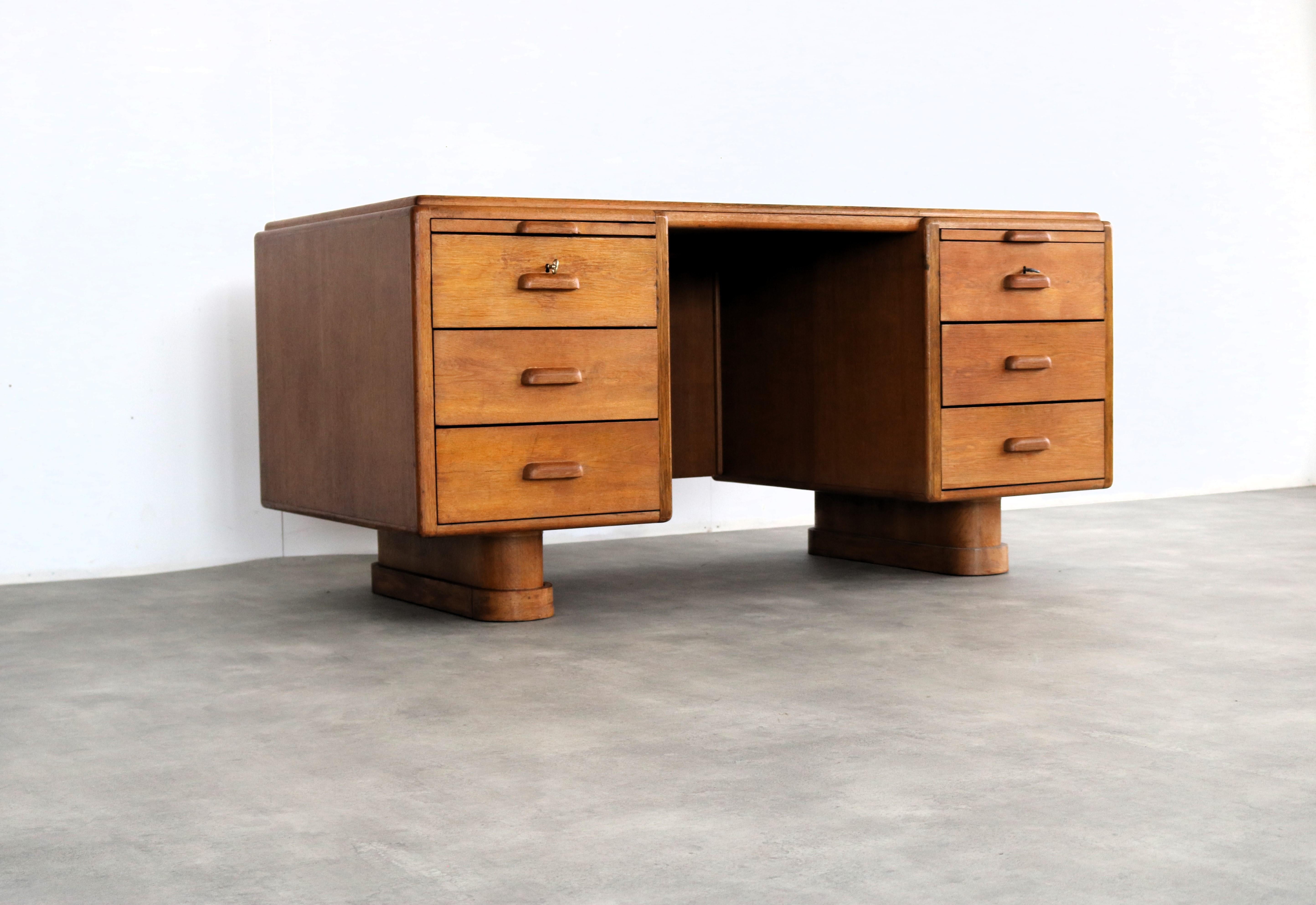 art deco desk | desk | oak | 1940s For Sale at 1stDibs