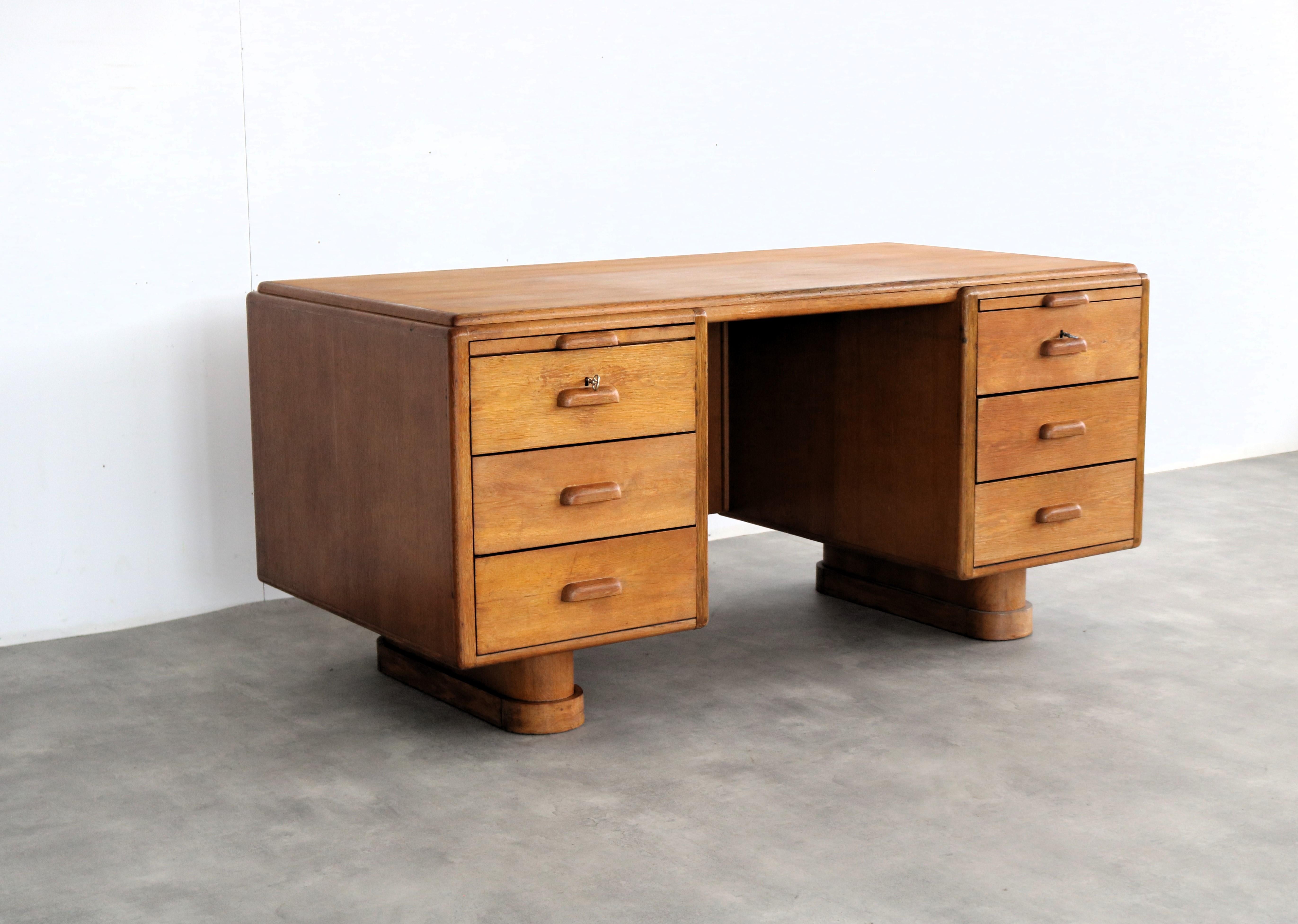 art deco desk desk oak 1940s at 1stDibs | 1940s desk, art deco office desk
