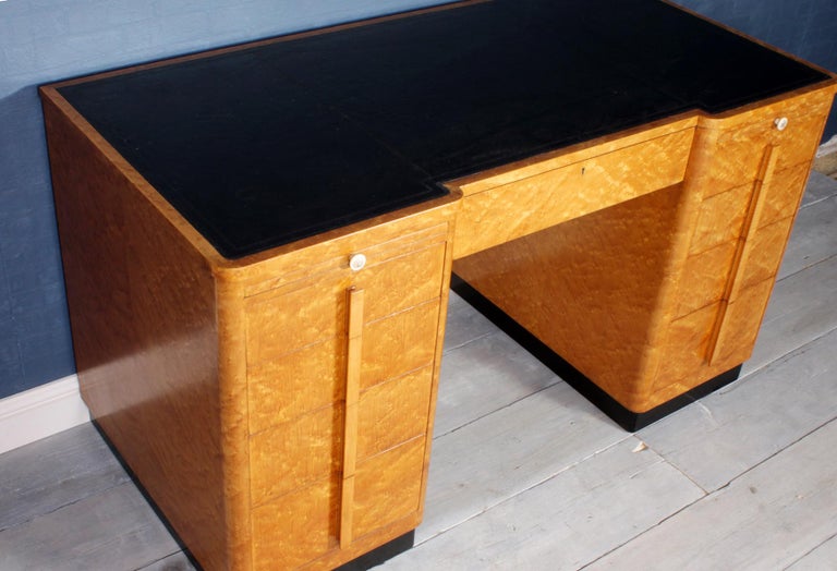 Art Deco Desk in Birds Eye Maple at 1stDibs
