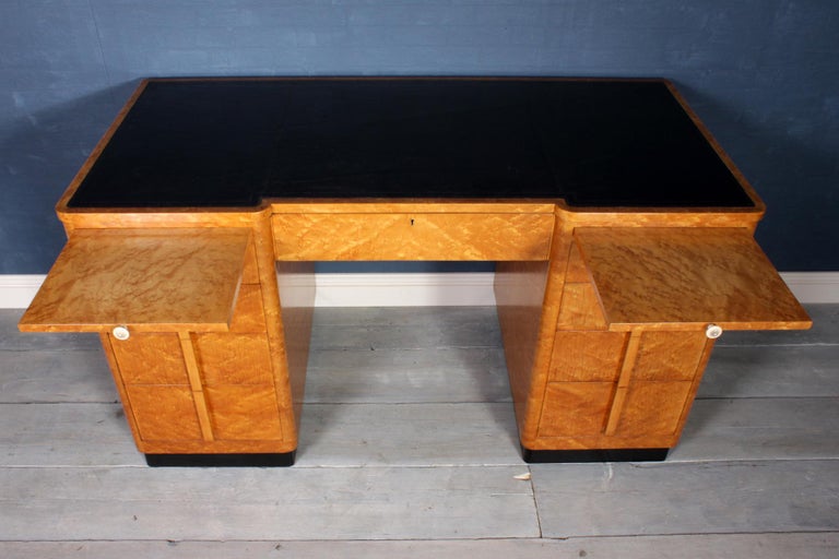 Art Deco Desk in Birds Eye Maple at 1stDibs