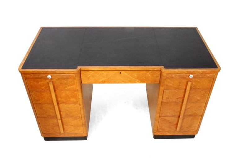 Art Deco Desk in Birds Eye Maple at 1stDibs
