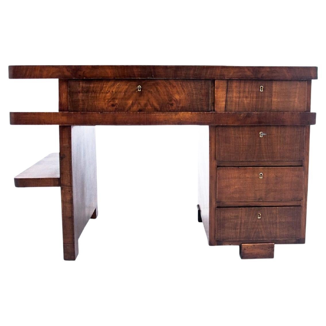 Art Deco Style Burl Pedestal Desk, Curly Maple at 1stDibs