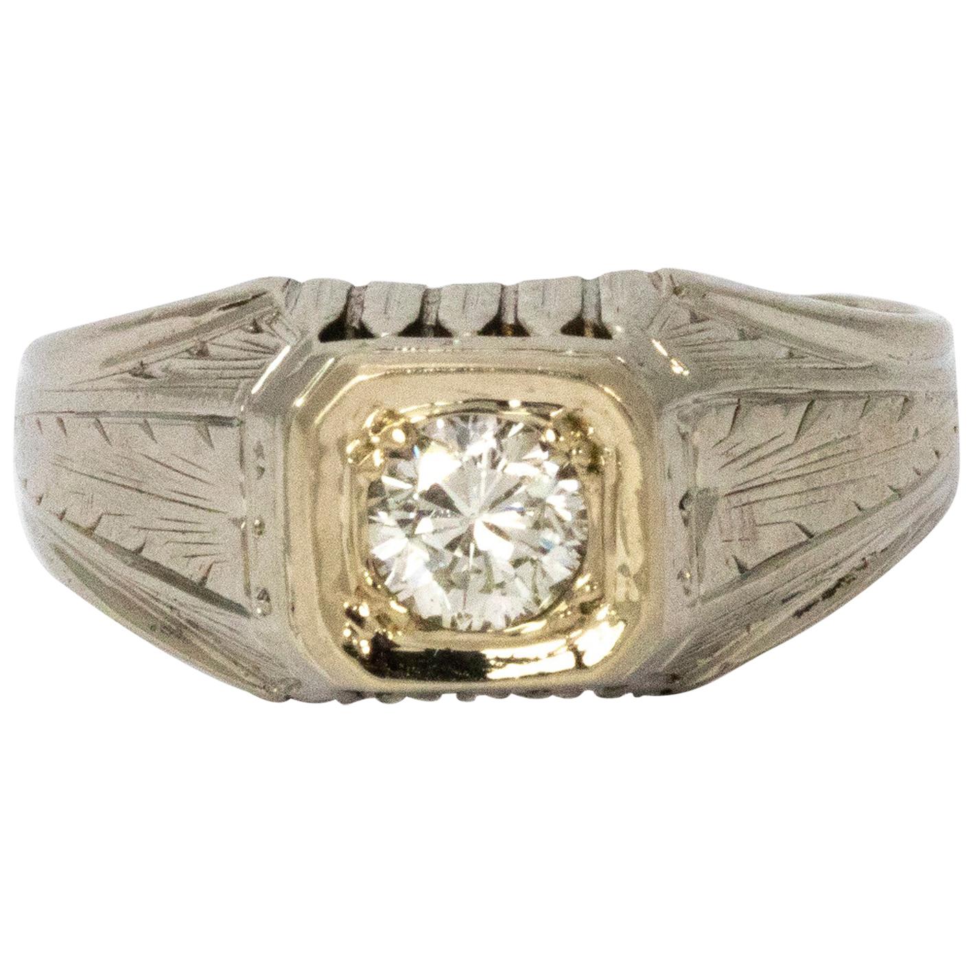 Art Deco Diamond Gold Ring For Sale at 1stDibs
