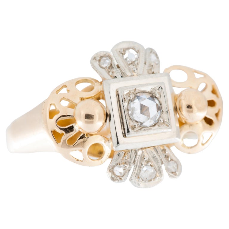 Art Deco Diamond, 18kt Yellow Gold Ring For Sale at 1stDibs