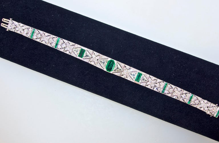 Art Deco Diamond and Emerald Bracelet by E. M. Gattle, circa 1920 For ...