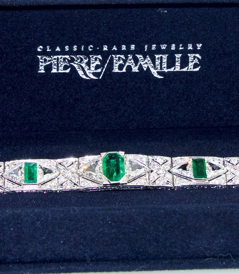 Art Deco Diamond and Emerald Bracelet by E. M. Gattle, circa 1920 For ...