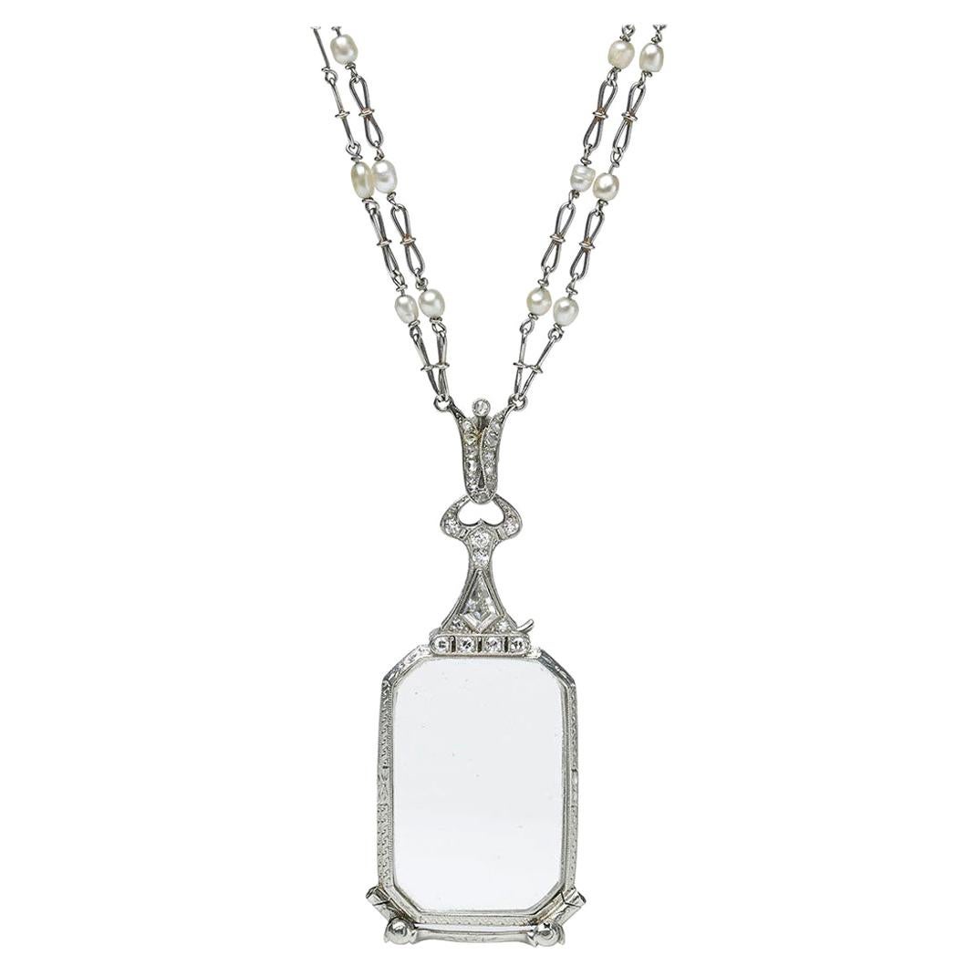 Dramatic Art Deco Platinum and Diamond Lorgnette, circa 1920s For Sale ...