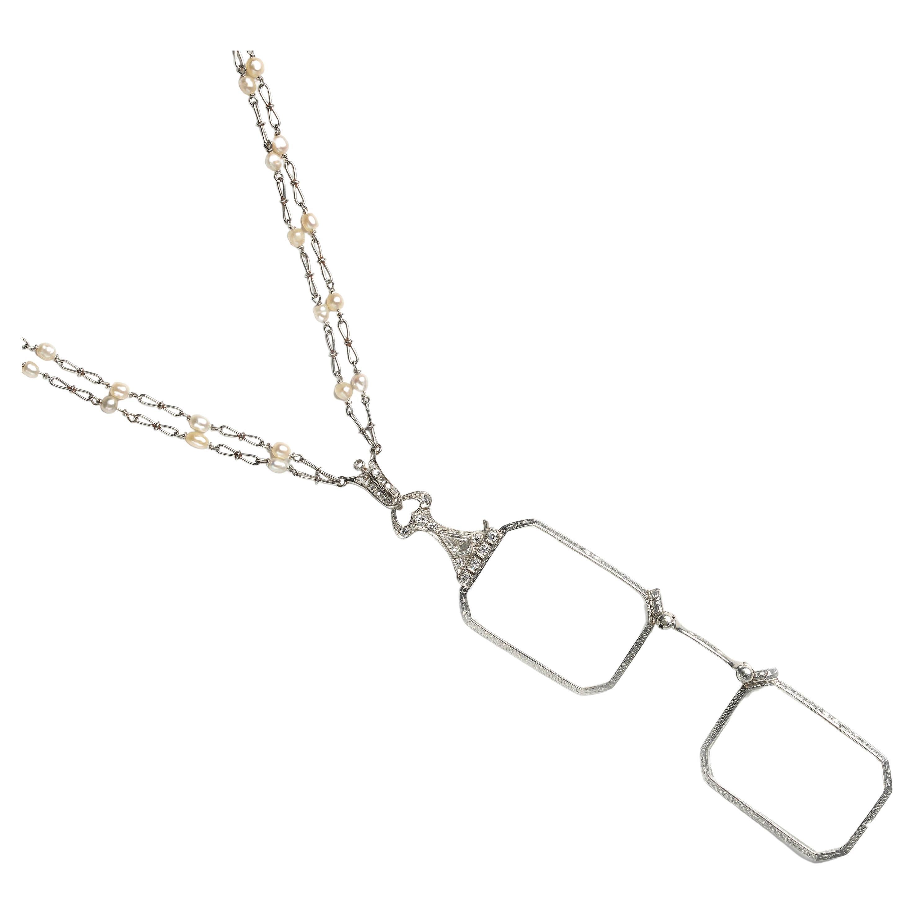 Dramatic Art Deco Platinum and Diamond Lorgnette, circa 1920s For Sale ...