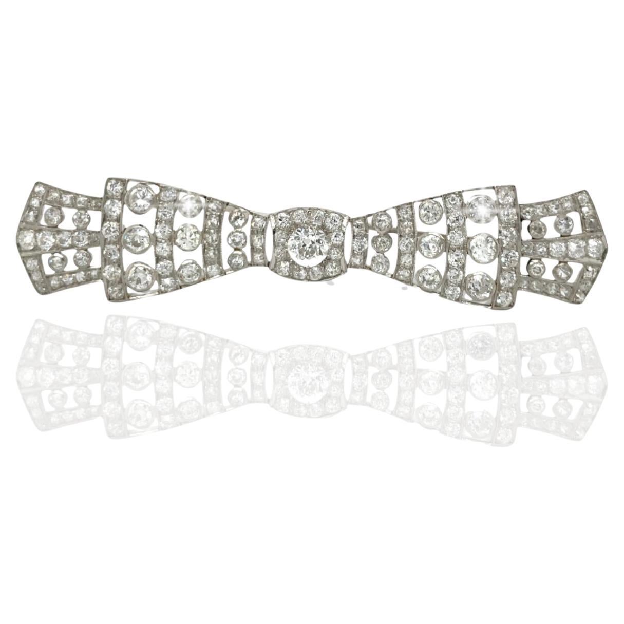 Boucheron Art Deco Diamond Bow Brooch For Sale at 1stDibs