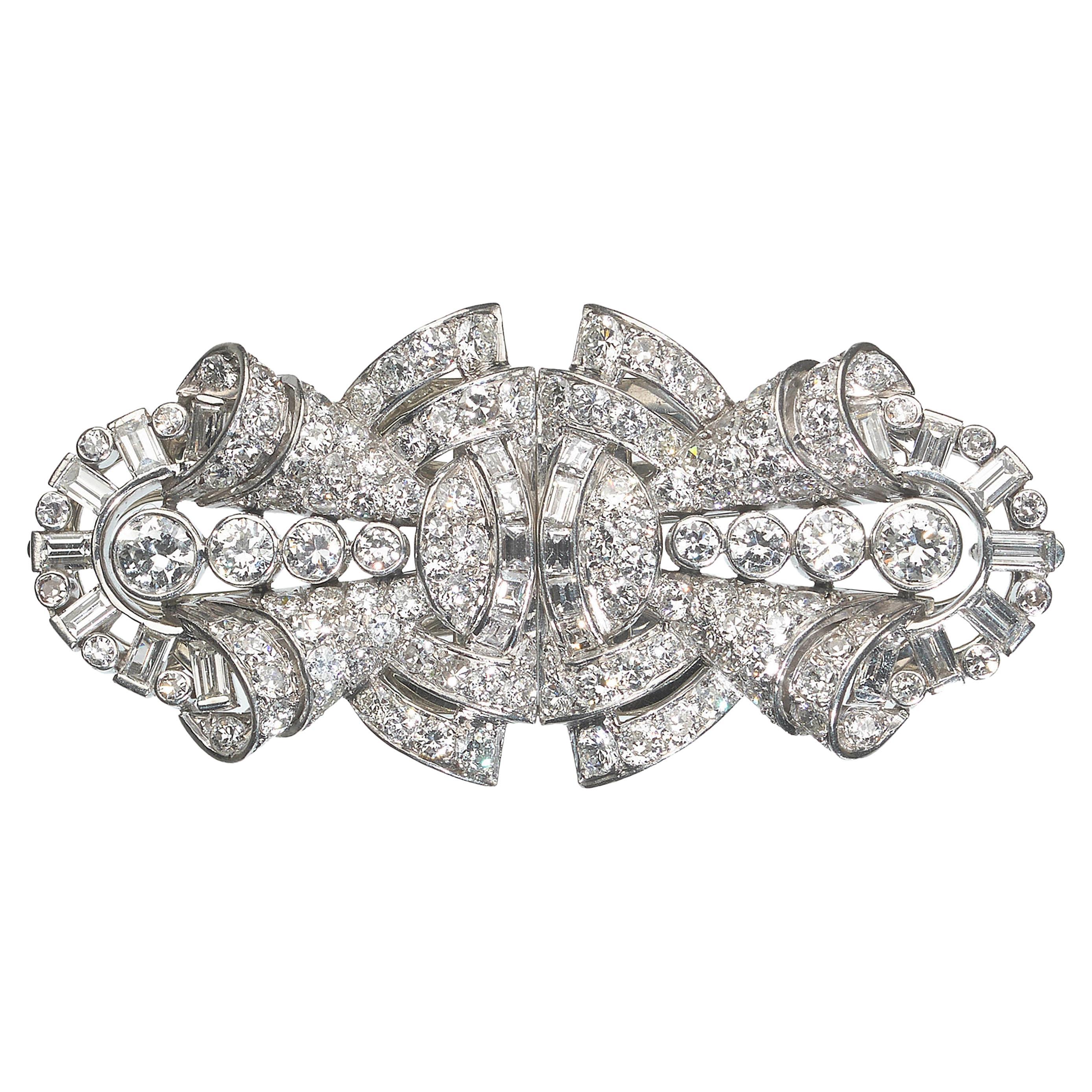 Art Deco Diamond Brooch-Clips, circa 1930s For Sale at 1stDibs