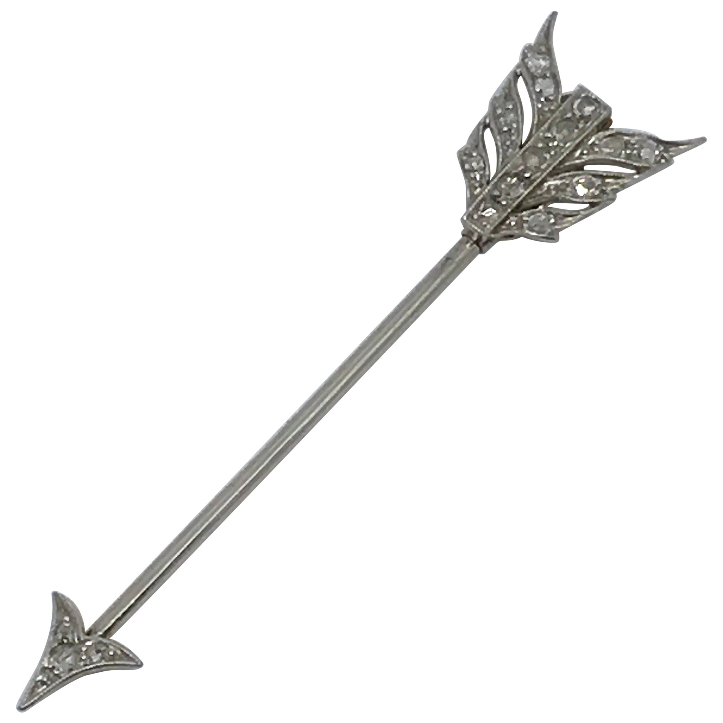 Art Deco Diamond Arrow 18 Karat Jabot Pin For Sale at 1stDibs | art ...