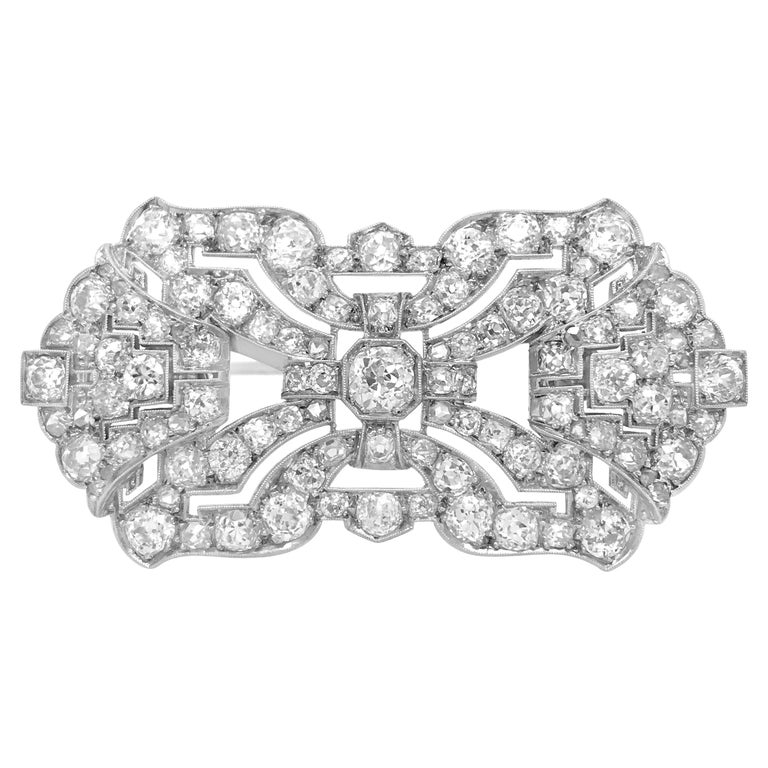 Art Deco Diamond Brooch with Geometric Shape at 1stDibs