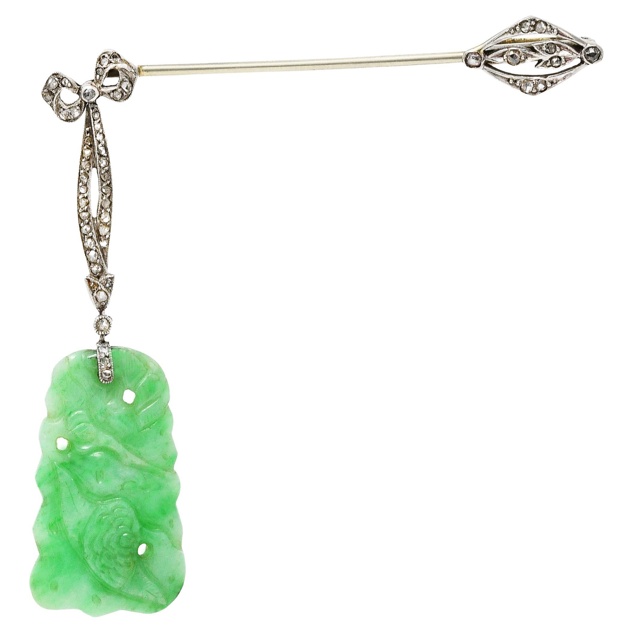 Cartier Art Deco Jade Jabot Pin For Sale at 1stDibs | cartier pin, jade ...