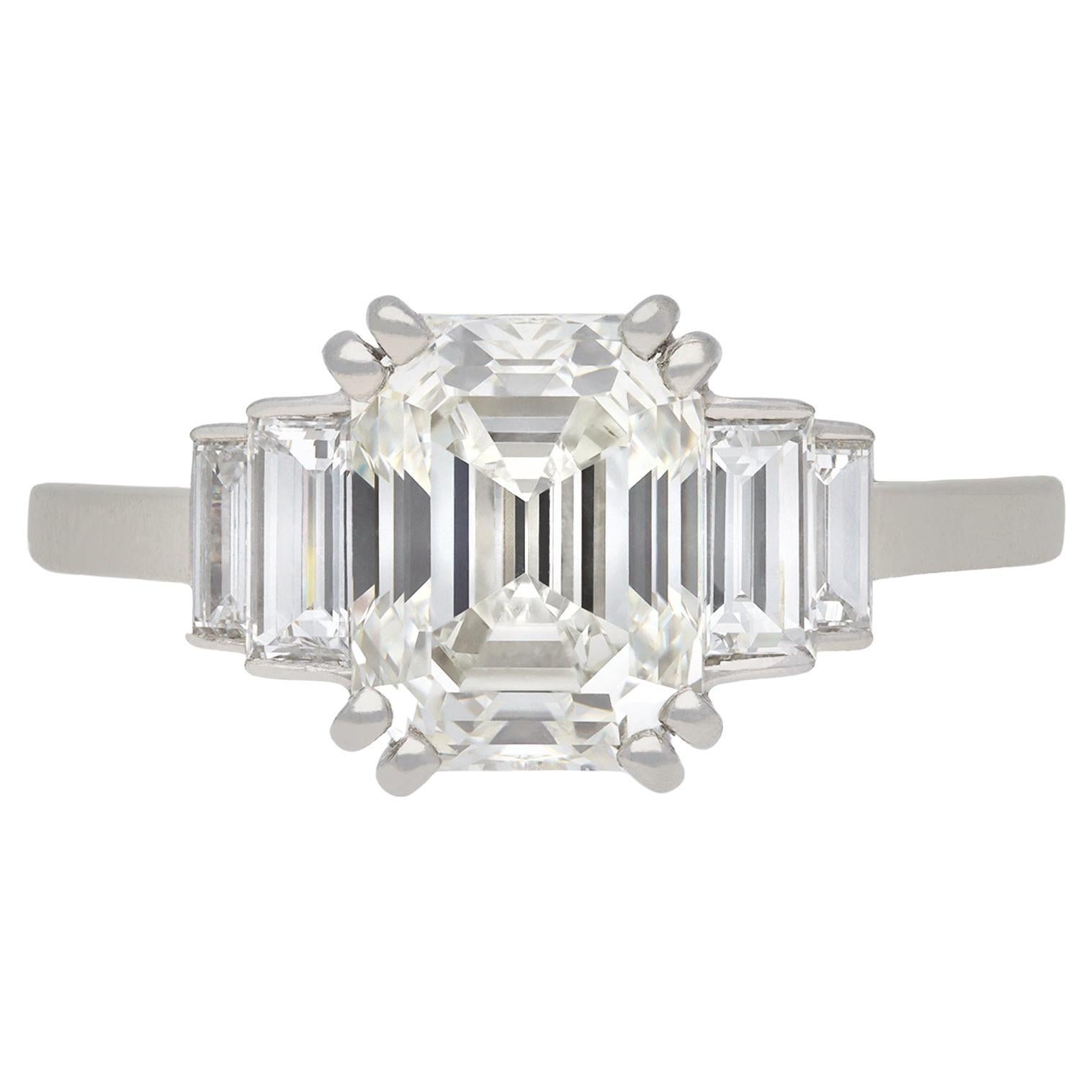 Art Deco diamond flanked solitaire ring, English, circa 1930. For Sale ...