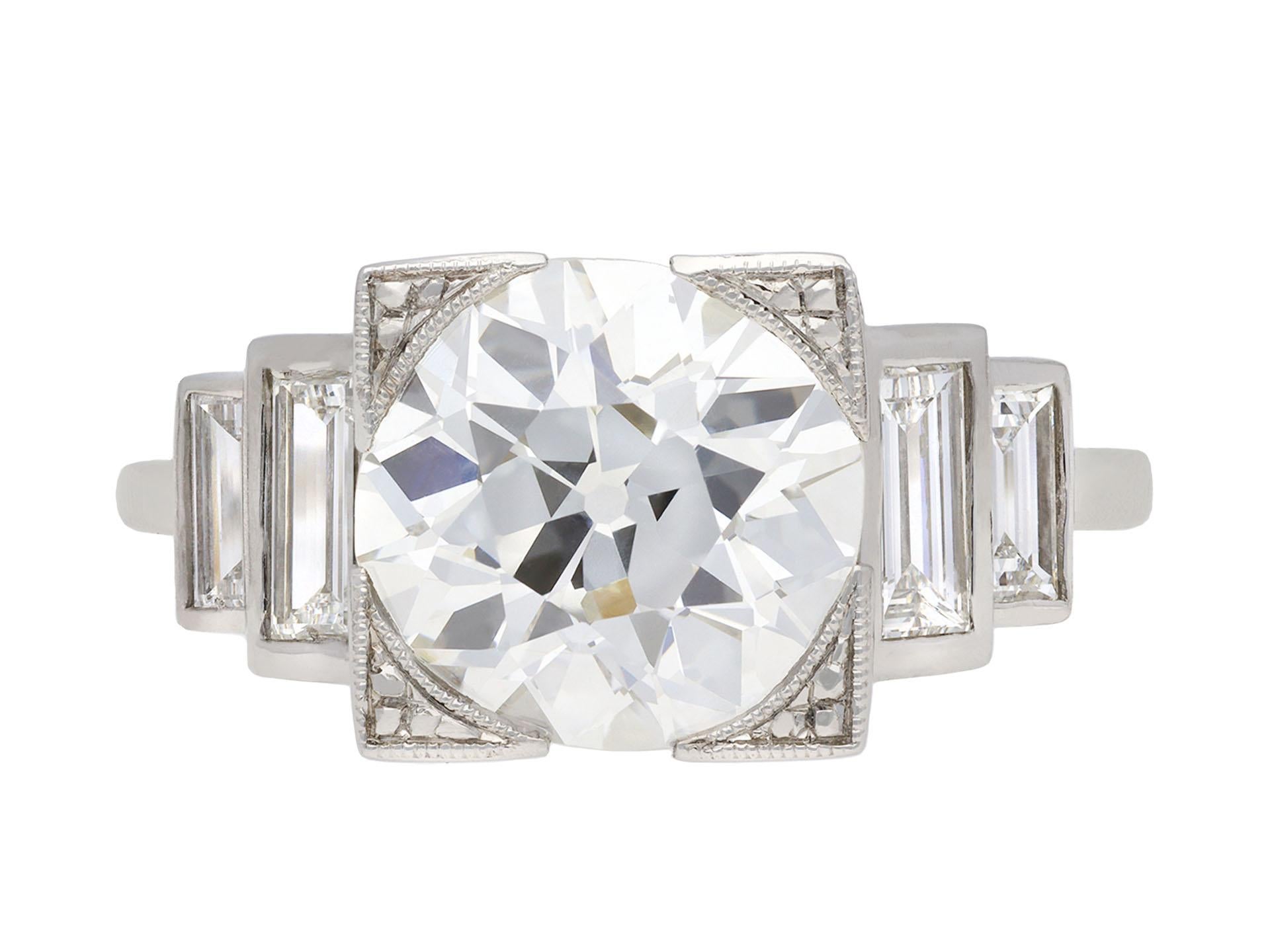 Art Deco 3.50 carat diamond engagement ring, circa 1930. For Sale at ...