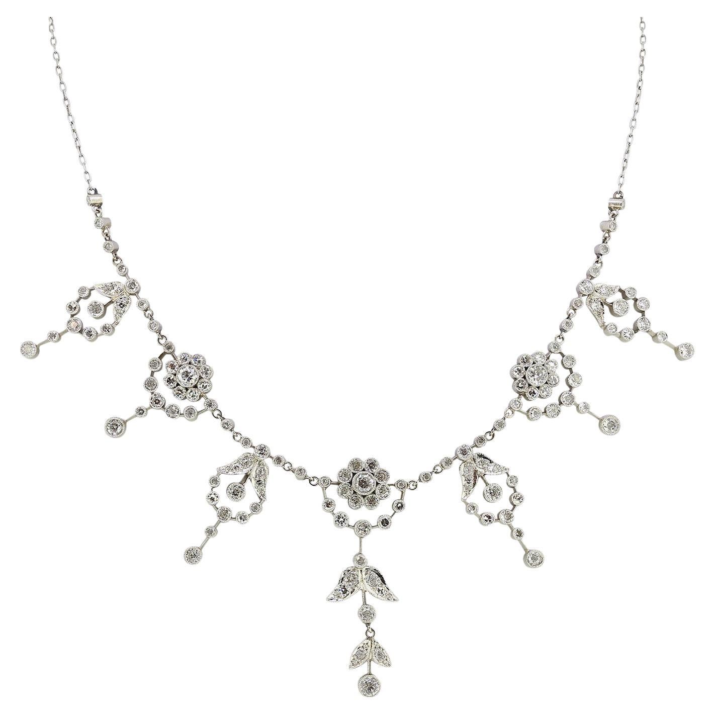 Art Deco Diamond Fringe Necklace For Sale at 1stDibs