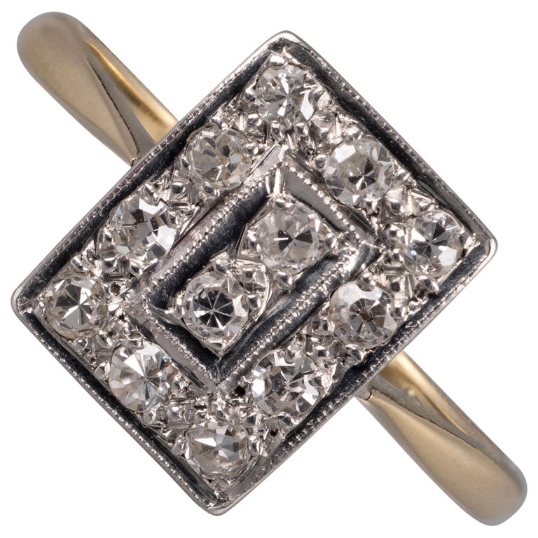 Art Deco Diamond Panel Ring 18 Karat Gold Platinum Setting, Antique ...