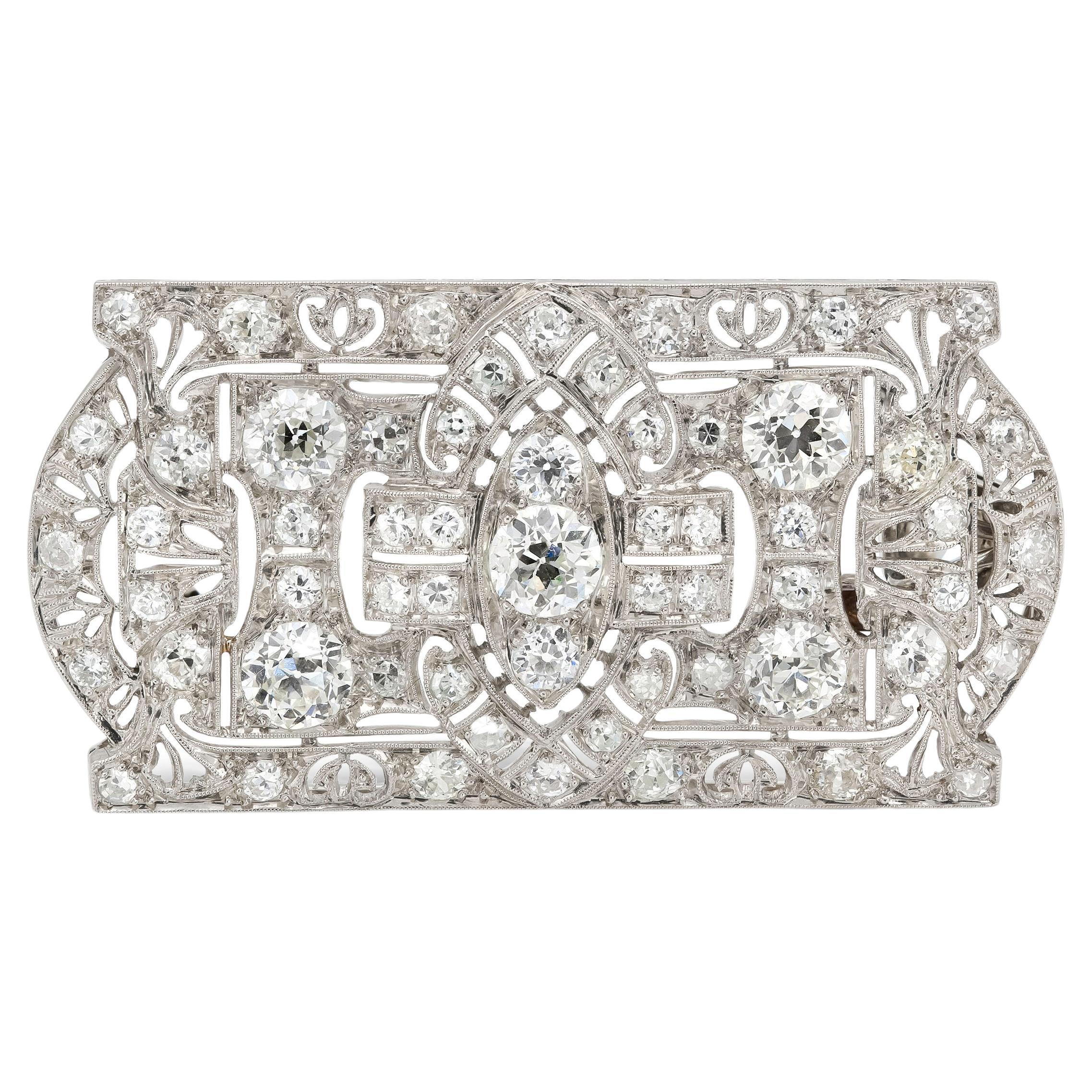 Art Deco Diamond Platinum Pin/Pendant For Sale at 1stDibs