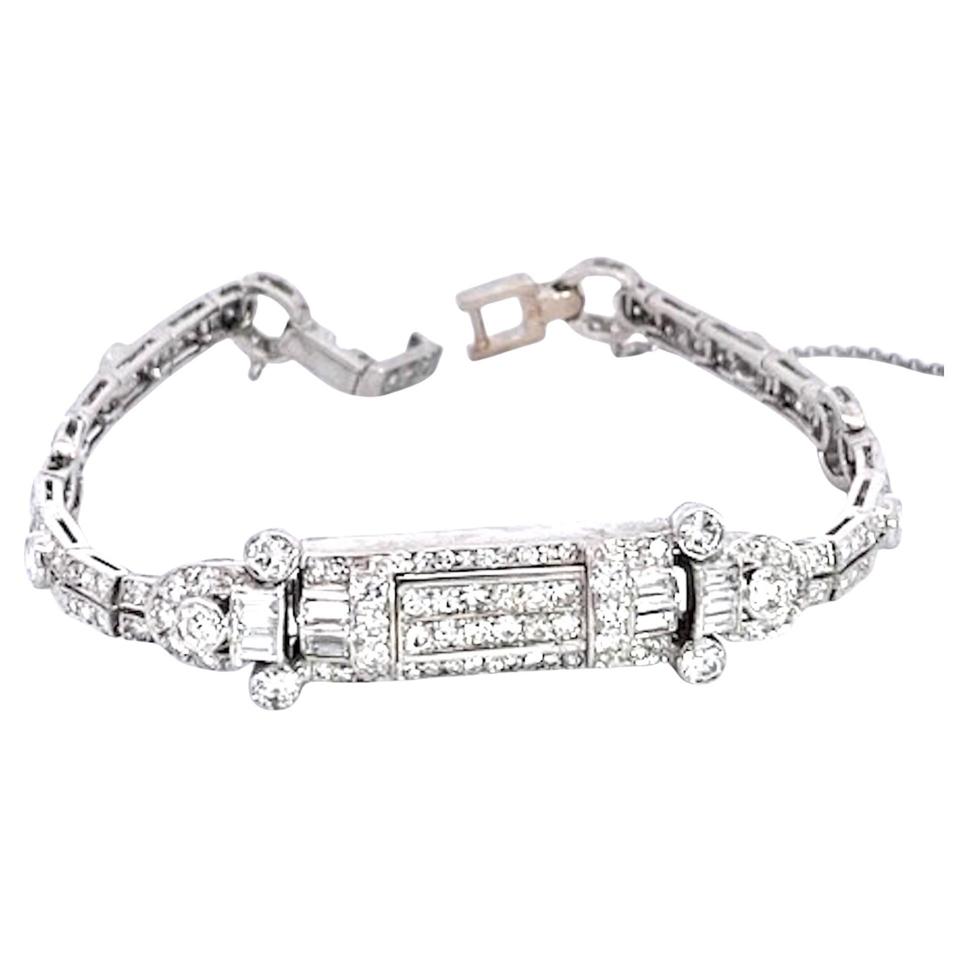 Platinum Antique Art Deco Diamond Bracelet circa 1930's For Sale at 1stDibs