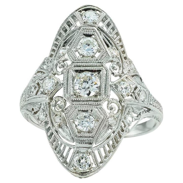 Art Deco Diamond Platinum Dinner Ring For Sale at 1stDibs