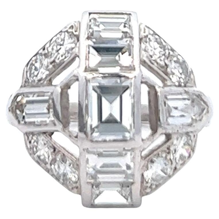 1920s Art Deco Diamond Platinum Dinner Ring at 1stDibs