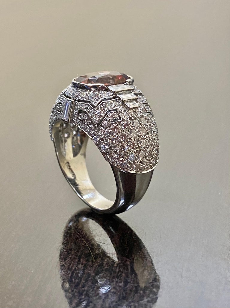 Art Deco Diamond Platinum Elongated Cushion Cut Color Change Garnet ...