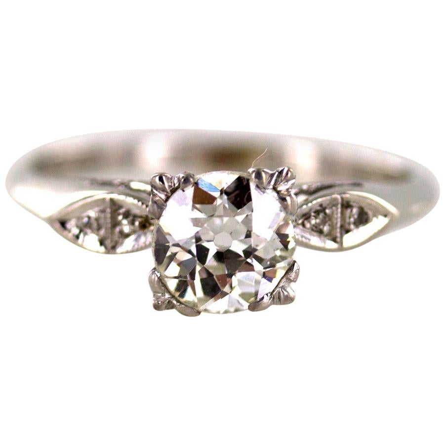 GIA .58 Carat Art Deco Diamond Platinum Engagement Ring For Sale at ...