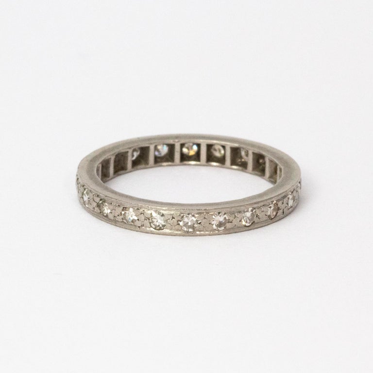 Art Deco Diamond Platinum Full Eternity Band at 1stDibs