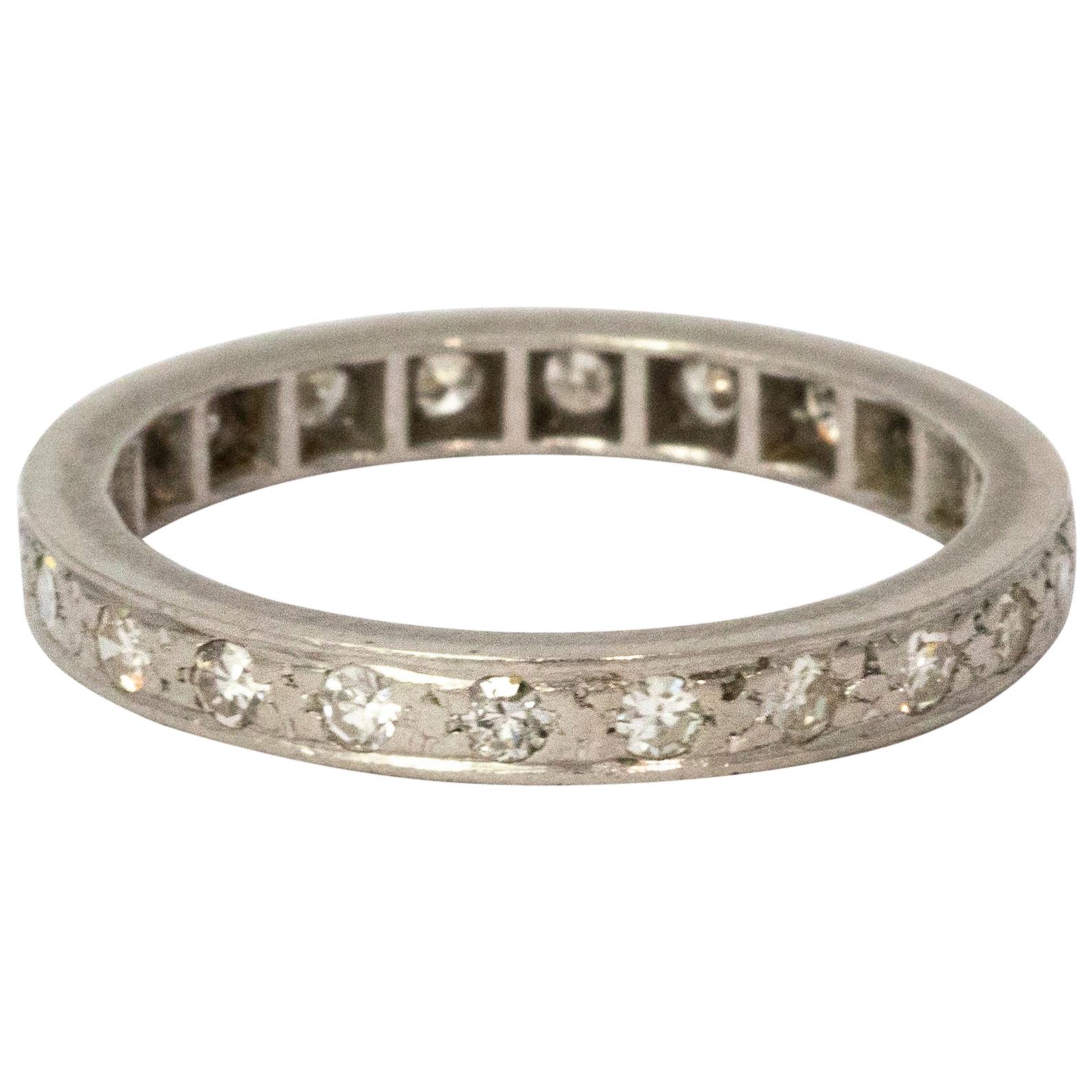 Art Deco Diamond Platinum Full Eternity Band at 1stDibs