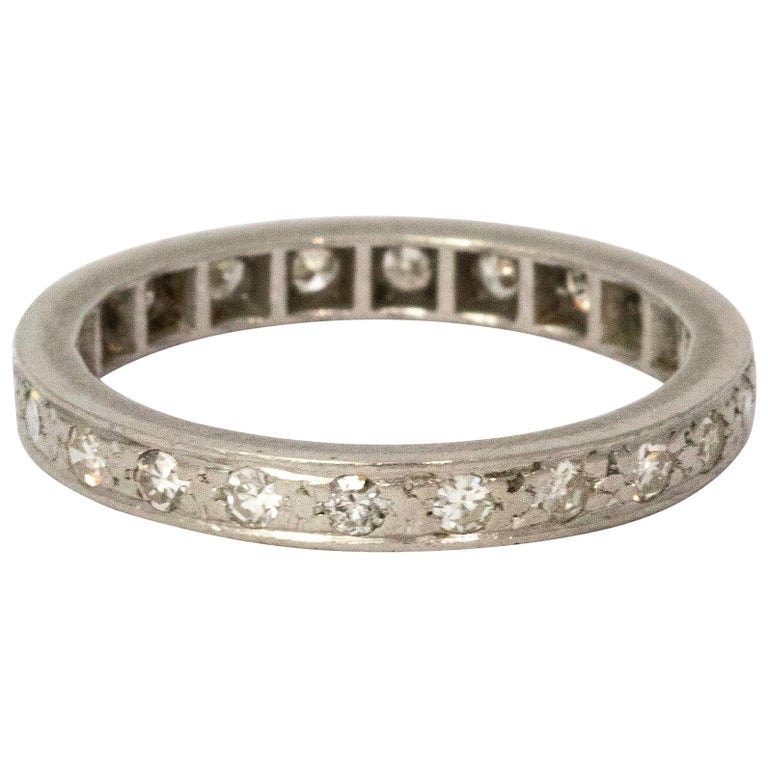 Art Deco Diamond Platinum Full Eternity Band at 1stDibs