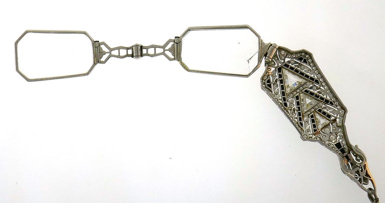 Art Deco Diamond Platinum Lorgnette with Black Onyx, 1920s For Sale at ...