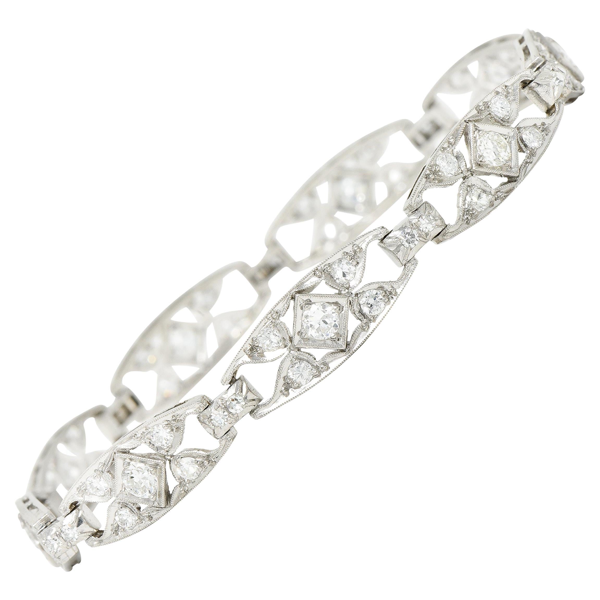 Art Deco Diamond Platinum Link Bracelet at 1stDibs