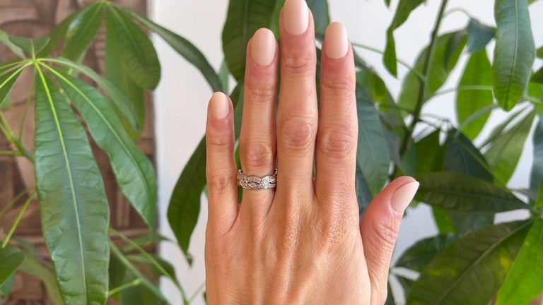 Art Deco Diamond Platinum Swirl Band Ring For Sale at 1stDibs