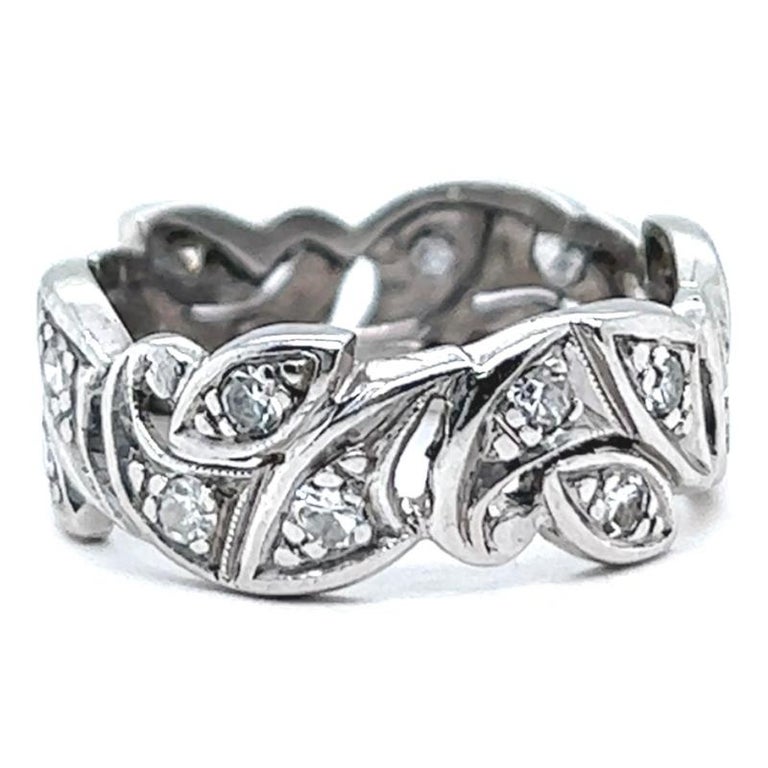 Art Deco Diamond Platinum Swirl Band Ring For Sale at 1stDibs