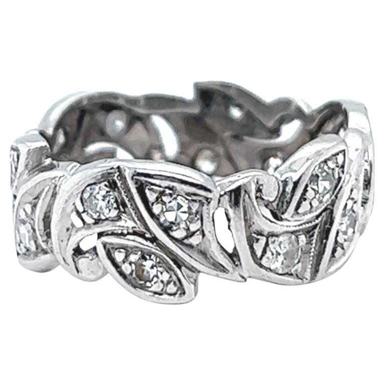 Art Deco Diamond Platinum Swirl Band Ring For Sale at 1stDibs