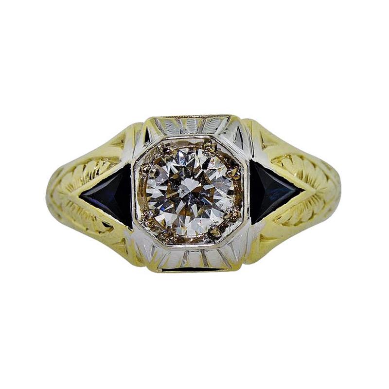 Hand Engraved Gold Crest Ring with Engraved Image of a Stag at 1stDibs