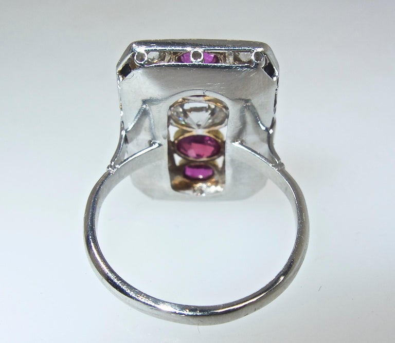 Art Deco Diamond, Ruby and Onyx Ring, circa 1920 For Sale at 1stDibs