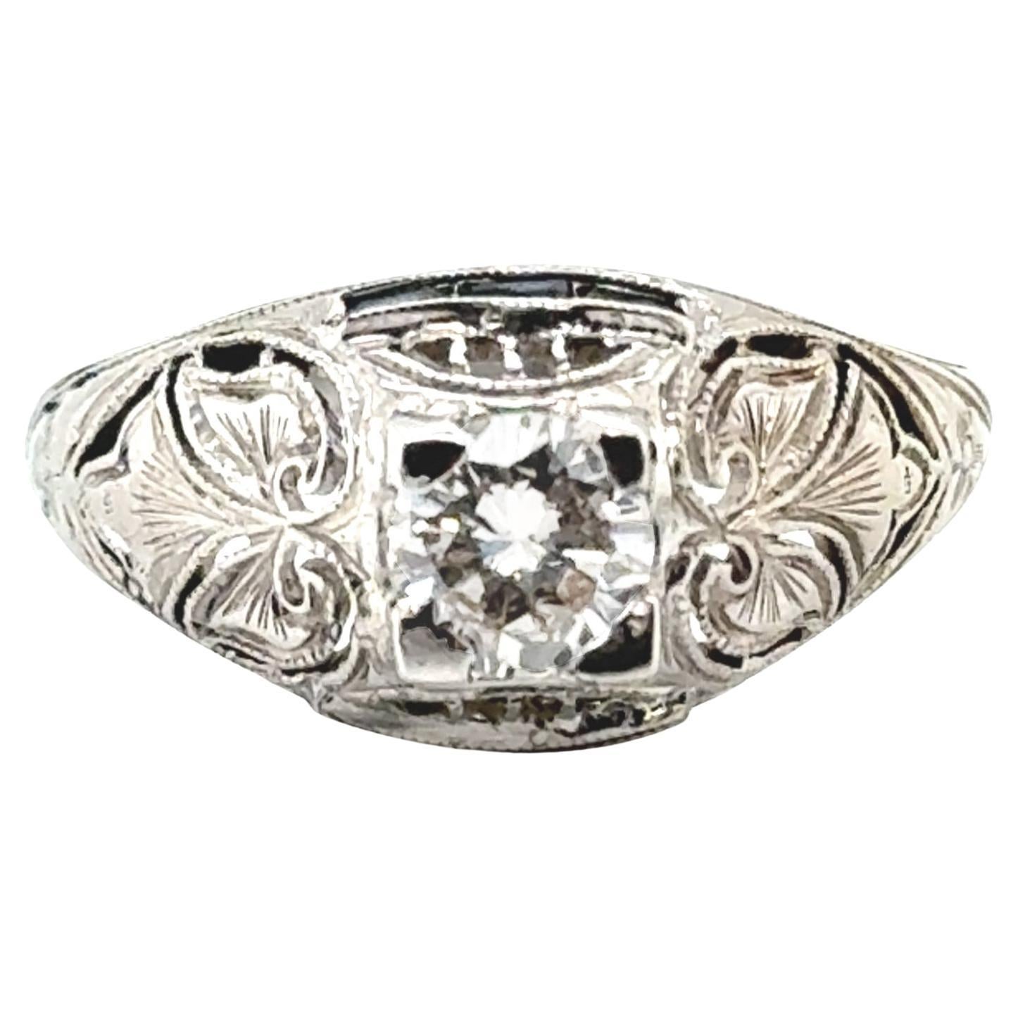 Art Deco Diamond Sapphire Engagement Ring .75ct French Cut Original ...