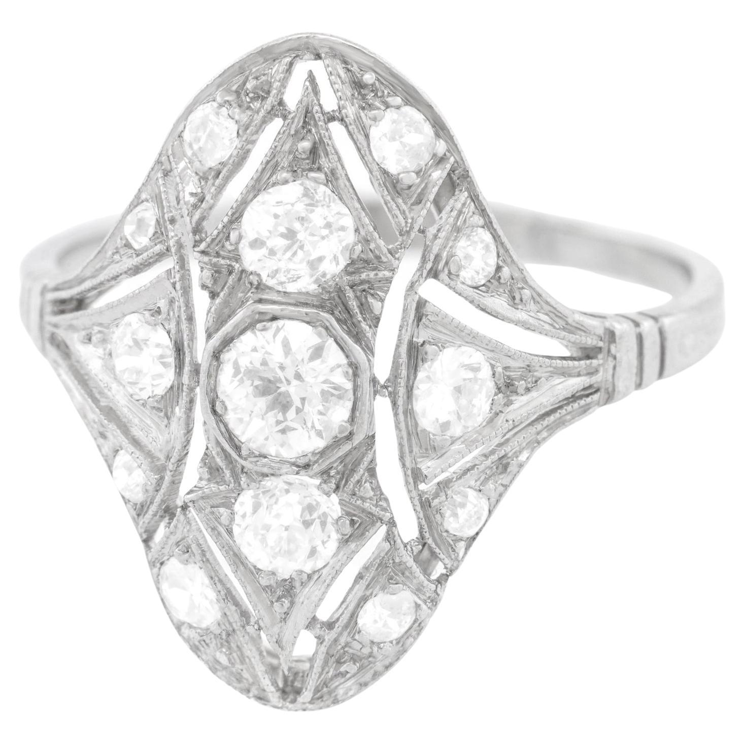 Art Deco Diamond Sapphire Platinum Cocktail Ring at 1stDibs | art deco ...