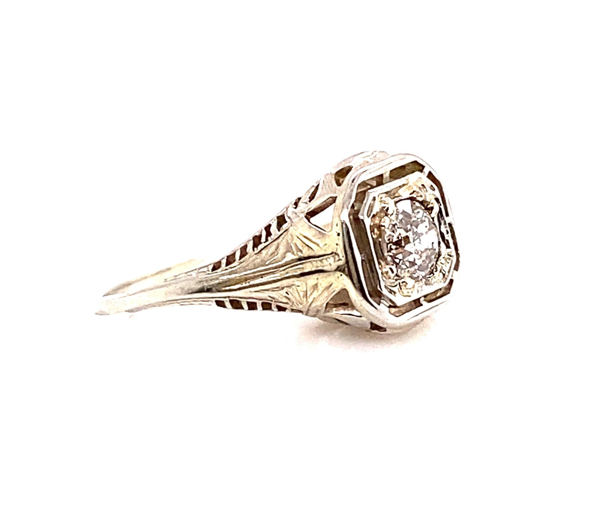Art Deco Diamond Engagement Ring .22ct Old European Original 1920's ...