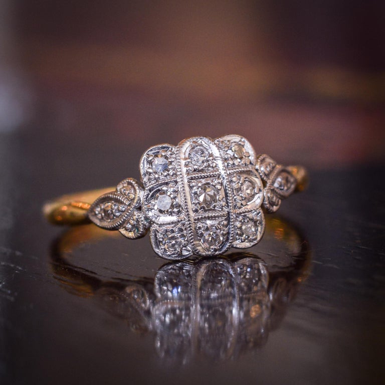 Art Deco Diamond Square Cluster Ring at 1stDibs