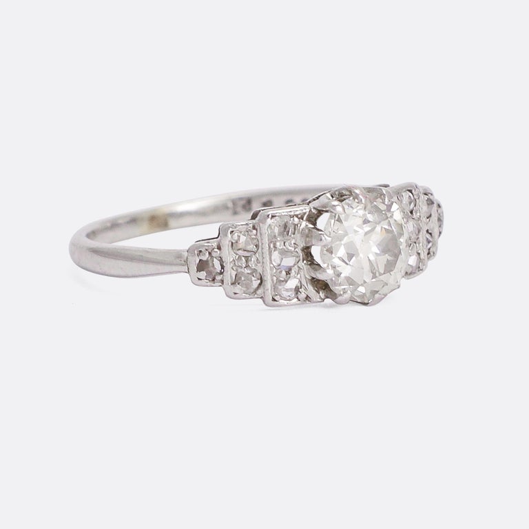 Art Deco Diamond Stepped Shoulders Ring at 1stDibs