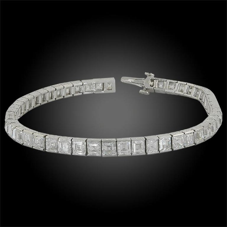 Art Deco Diamond Straight Line Two Bracelets For Sale at 1stDibs