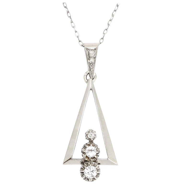 Art Deco Diamond Triangle Pendant at 1stDibs