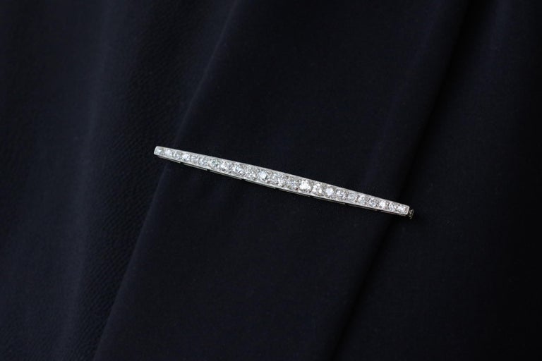 Art Deco Diamonds Line Brooch in Platinum, French Art Deco Brooch For ...