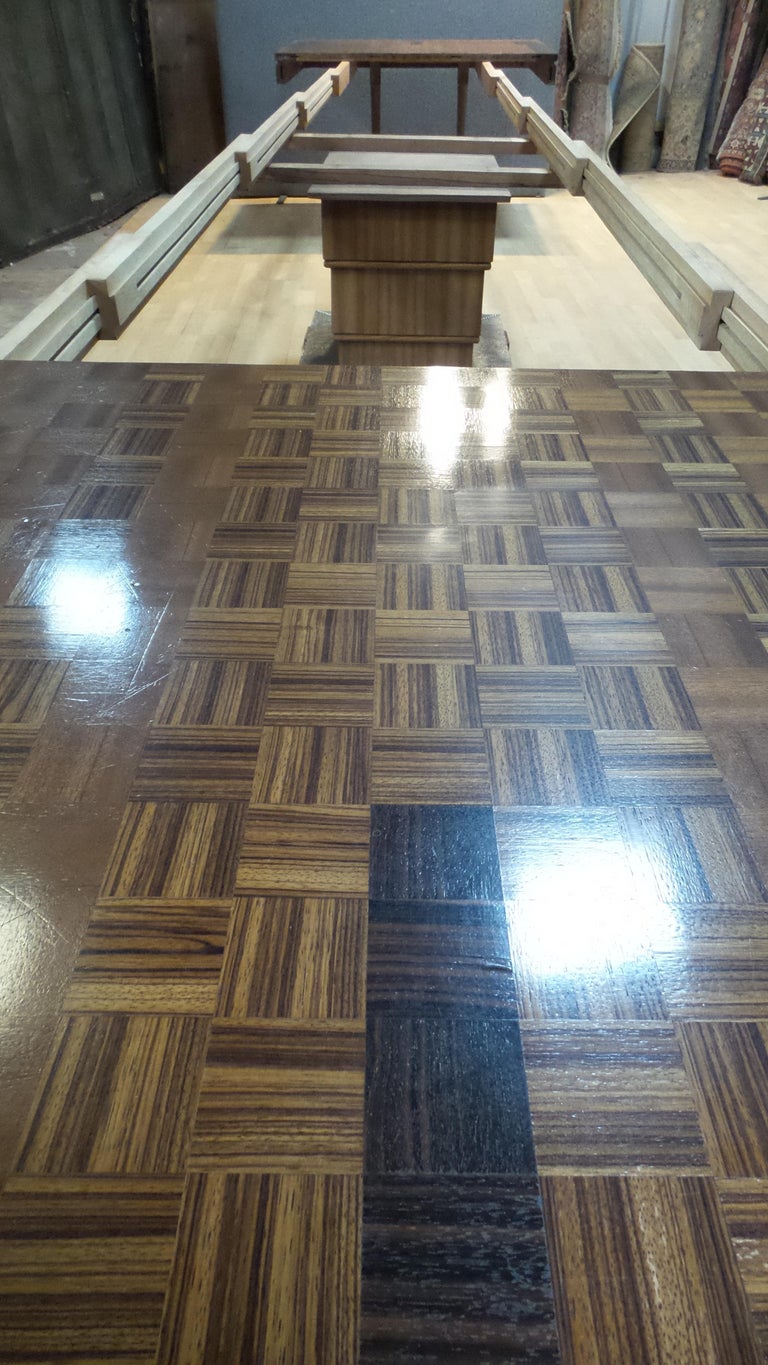 Art Deco Dining Set or Boardroom Table and 6 Chairs Hammered Metal Base ...