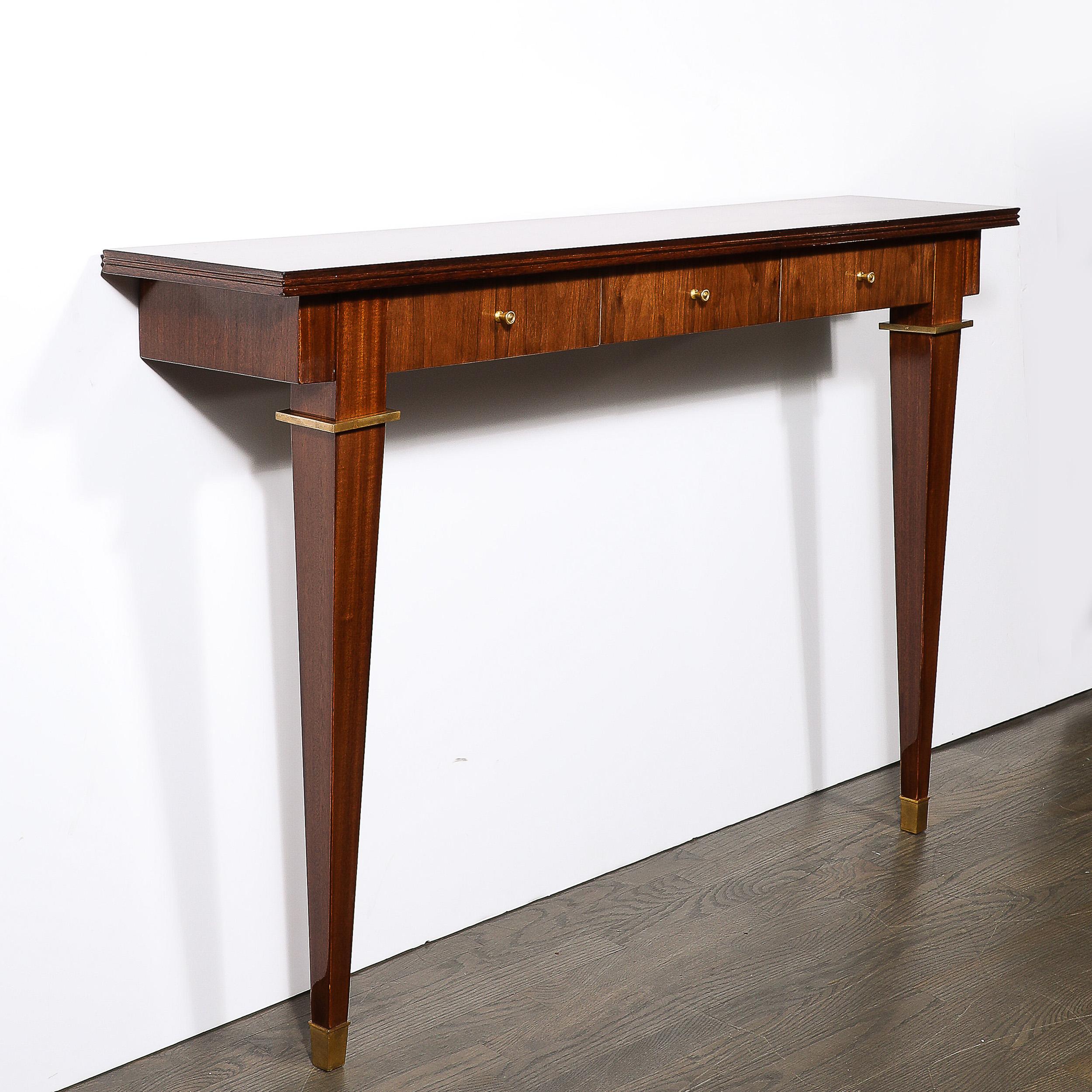 Art Deco Directoire Walnut and Bronze Wall Mounted Console Table by Jules Leleu For Sale at 1stDibs