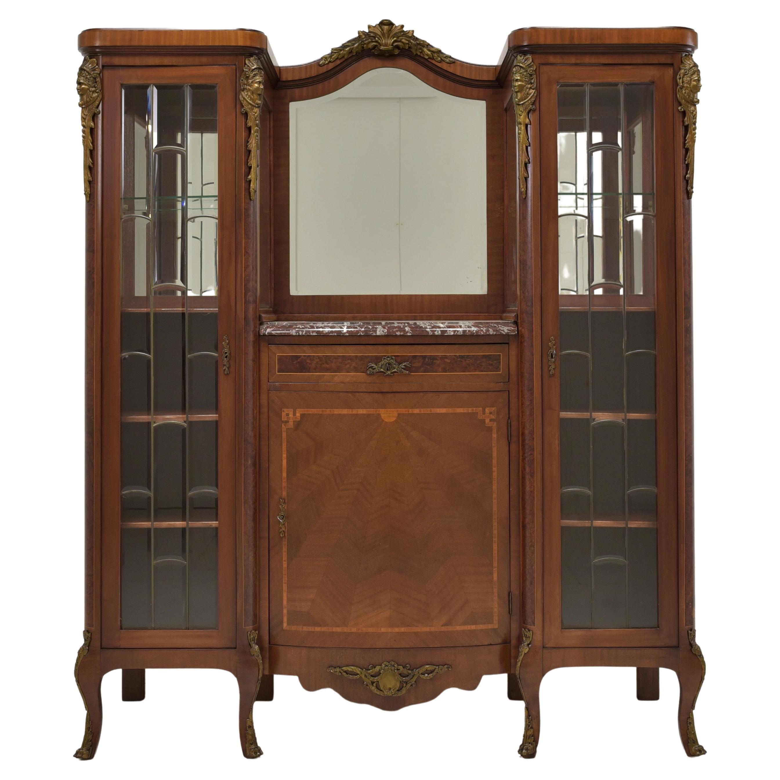 Art Nouveau Large Buffet Showcase / Library Cabinet in Mahogany, 1910 ...