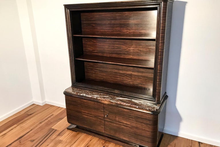 Art Deco Display Case / Library Made of Macassar with Marble Top, Paris ...