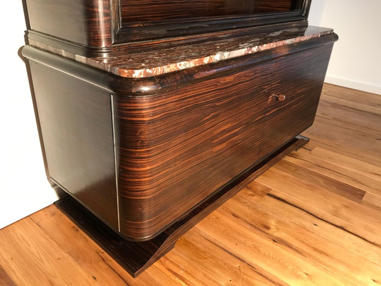 Art Deco Display Case / Library Made of Macassar with Marble Top, Paris ...